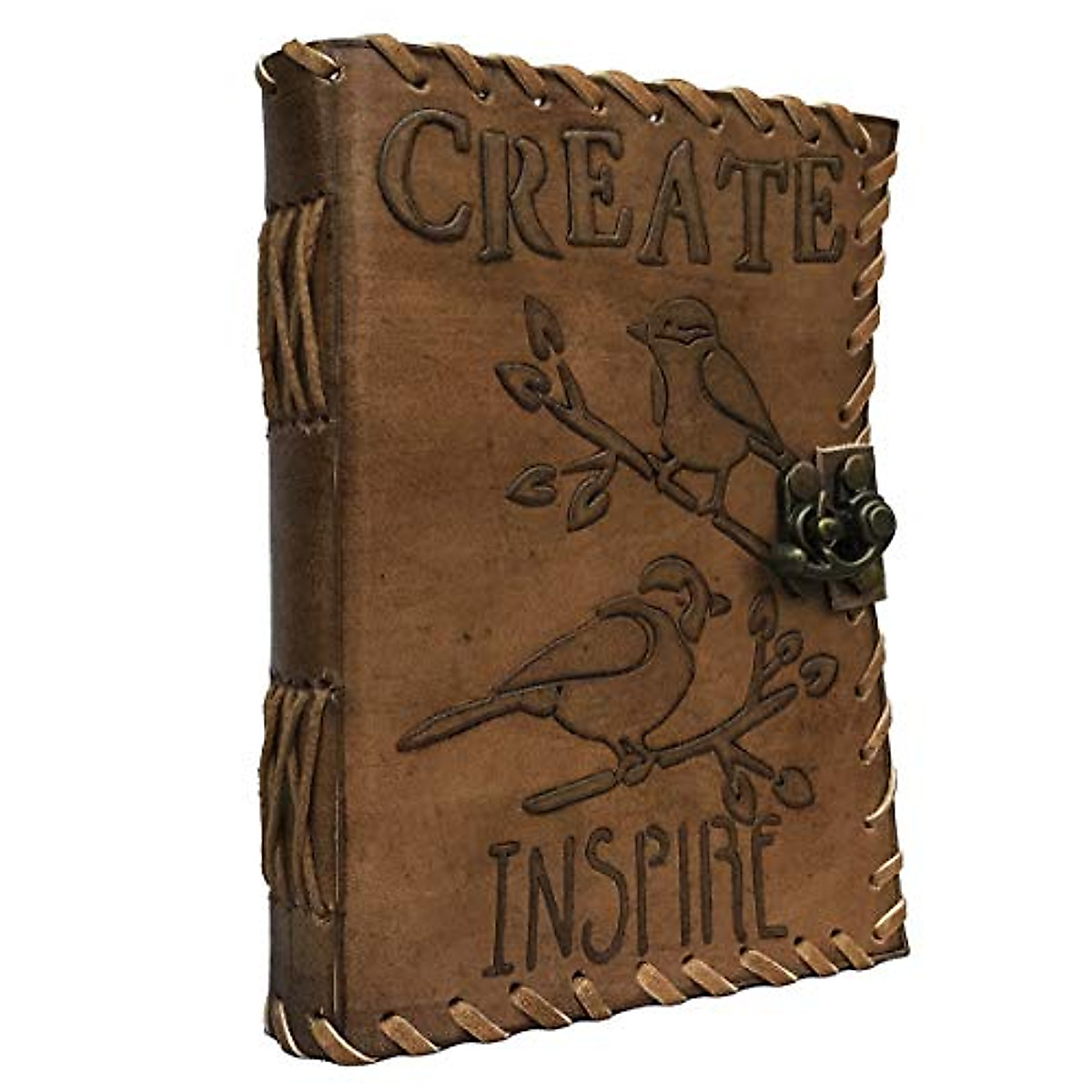 Old Vintage Leather Journal, Leather Journal for Men, Leather Journal for Women, Leather Sketchbook, Leather Notebook, Leather Blank Book (5 x 7 Bird Emboss Journal)