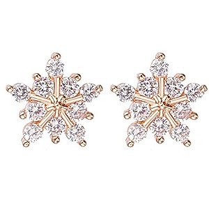 Sweets Bling Snowflake Stud Earrings Big Flower Zircon Earring Women's Accessories Jewelry Gift to Girlfriend Fashion Professionals