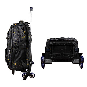 YOUCIDI Rolling Wheels High-Capacity School Bag Backpacks for Students Climbing Stairs Black and Yellow,