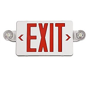TANLUX Red Exit Sign with Emergency Lights, LED Emergency Exit Light with Battery Backup, UL Listed, AC 120/277V, Commercial Emergency Lights Combo for Business - 1 Pack