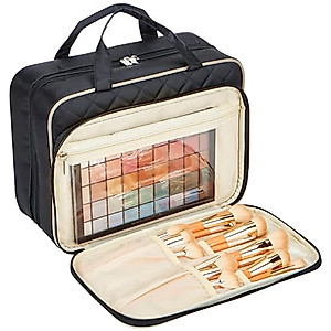 FINDCOZY Extra Large Toiletry Bag with Hanging Hook, Travel Makeup Case for Women, Cosmetic Organizer for Toiletries, Full-Sized Bottles, Beauty, Black