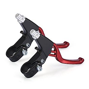 1 Pair Bike Brake Levers, Universal Handlebar Aluminum Alloy Bicycle Handle for for Mountain Bike, Kids Bike, Folding Bike, MTB BMX 2.2cm Diameter (Red)