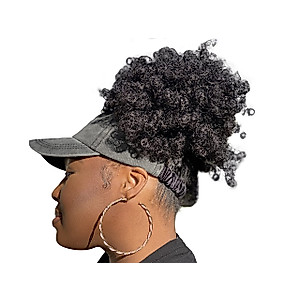 CurlCap Natural Hair Backless Cap – Satin Lined Baseball Hat for Women (Black Denim), One Size