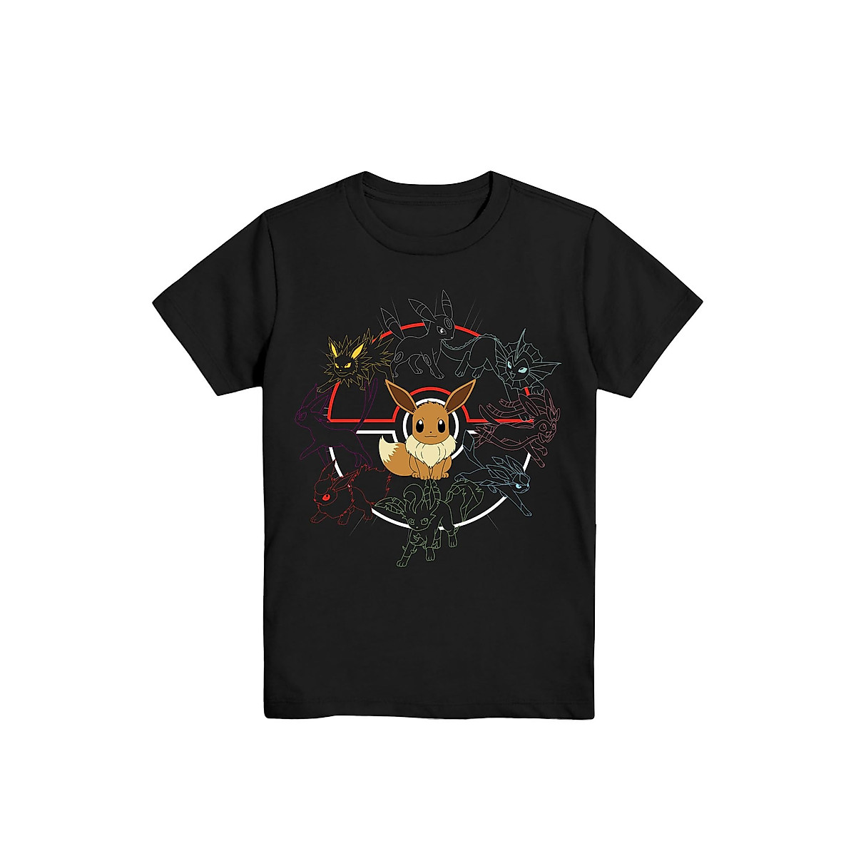 Pokémon Mono Eeveeloutions Eevee boys T-Shirt(XSM, Black)