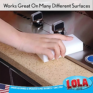 Lola Products Rubaway Eraser Pad, Melamine Sponge, Comparable to Popular Brand Eraser Pads, Powerfully Removes Soap Scum, Scuff Marks, Ink, 2 Pack