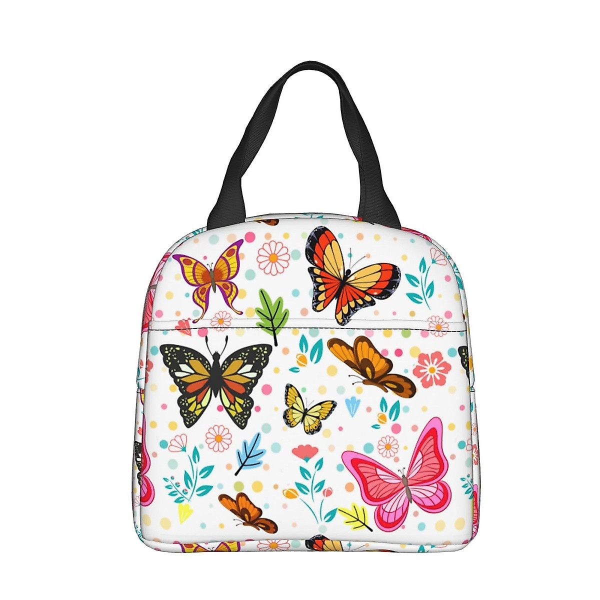 BLUBLU Insulated Lunch Bag for Women, Cooler Tote Reusable Lunch Box Container For Work Office Travel Picnic Butterfly