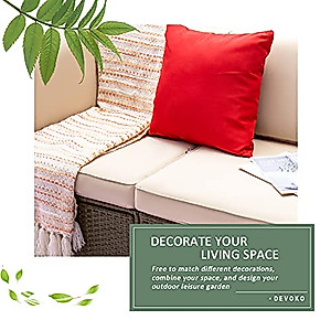 Devoko Patio Furniture Sofa Sets Outdoor All-Weather Sectional Corner Sofa and Armless Sofa (Beige, 2 PCS Patio Sofa Set)