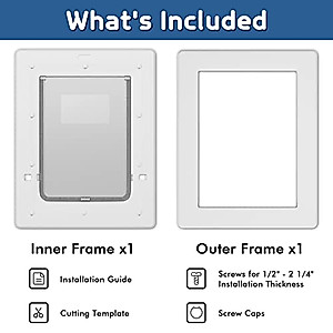 Pet Door, Small Dog Door by PETOUCH, 6" x 9" Inner Frame for Small Dog and Cats, Doggie Door for Small Pets, Easy to Install, 2-Way Locks, Durable Frame Cat Door for Door, Screen & Wall, White