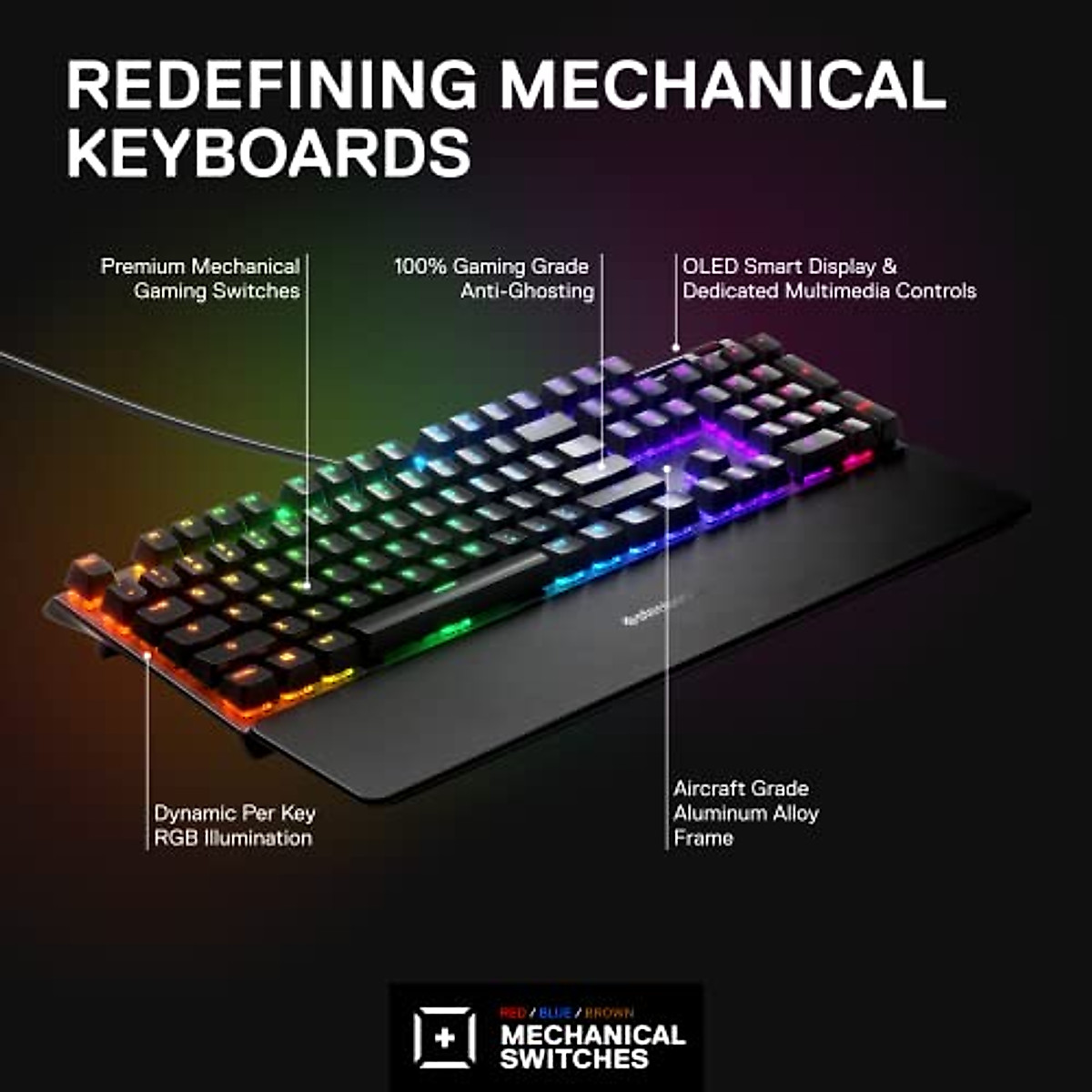 SteelSeries Apex 7 Mechanical Gaming Keyboard – OLED Smart Display ...