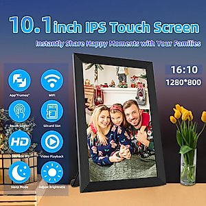 REUMAR 32GB Digital Picture Frame,10.1 inch,WiFi Smart Digital Photo Frame IPS LCD Touch Screen,auto-Rotate,Easy Setup to Share Photos and Videos Via Frameo APP from Anywhere Anytime