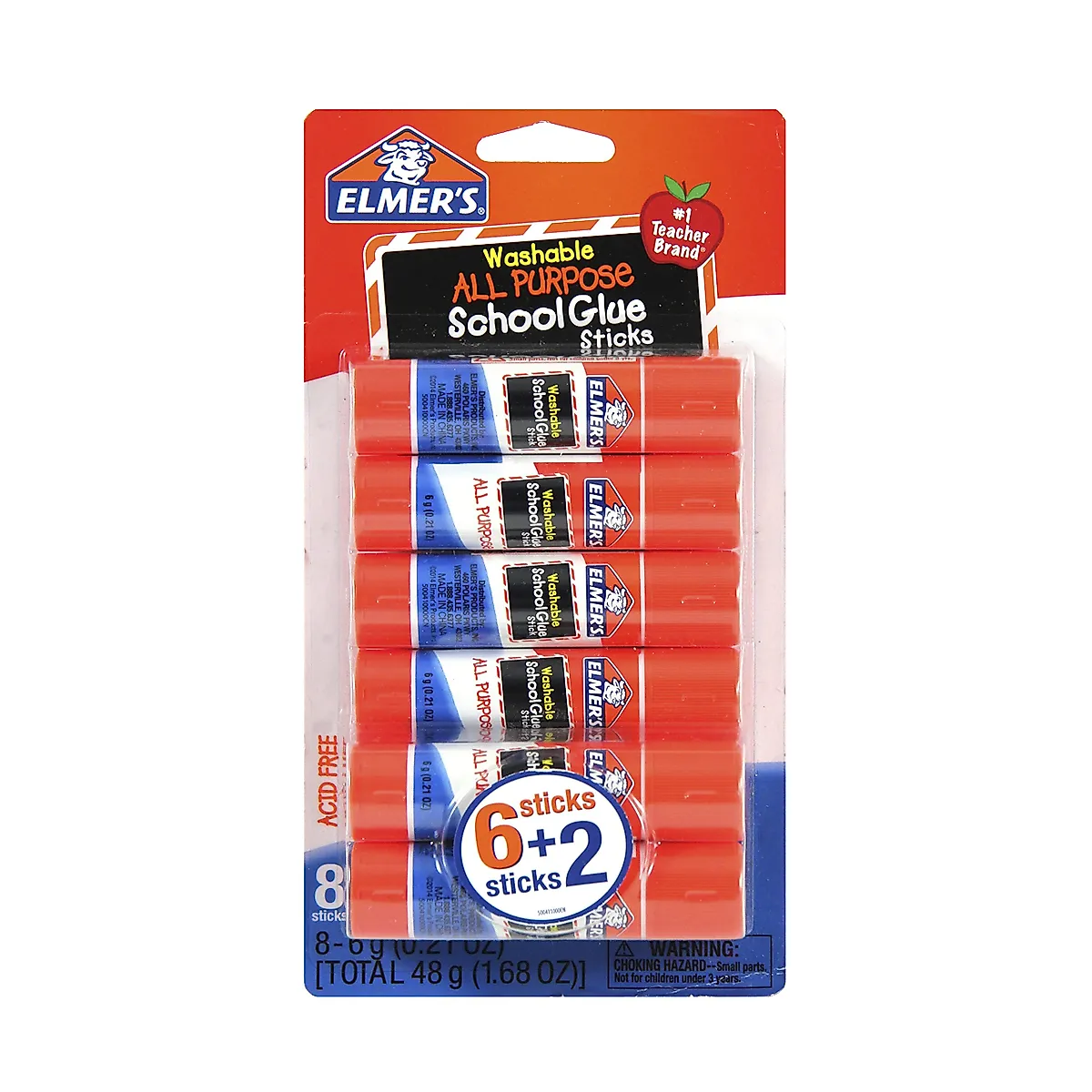 Elmer's All Purpose School Glue Sticks, Washable, 6g, 8 Count (E5004), White