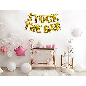 PartyForever STOCK THE BAR Balloons Banner Gold Party Decorations Sign