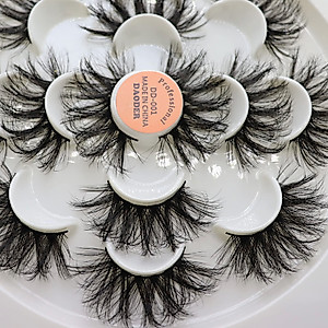 DAODER False Eyelashes 25mm Lashes Wispy Long 8D Mink Lashes Dramatic Volume Fluffy Eye Lashes Pack for Women 7Pairs Soft Reusable Fake Eyelashes