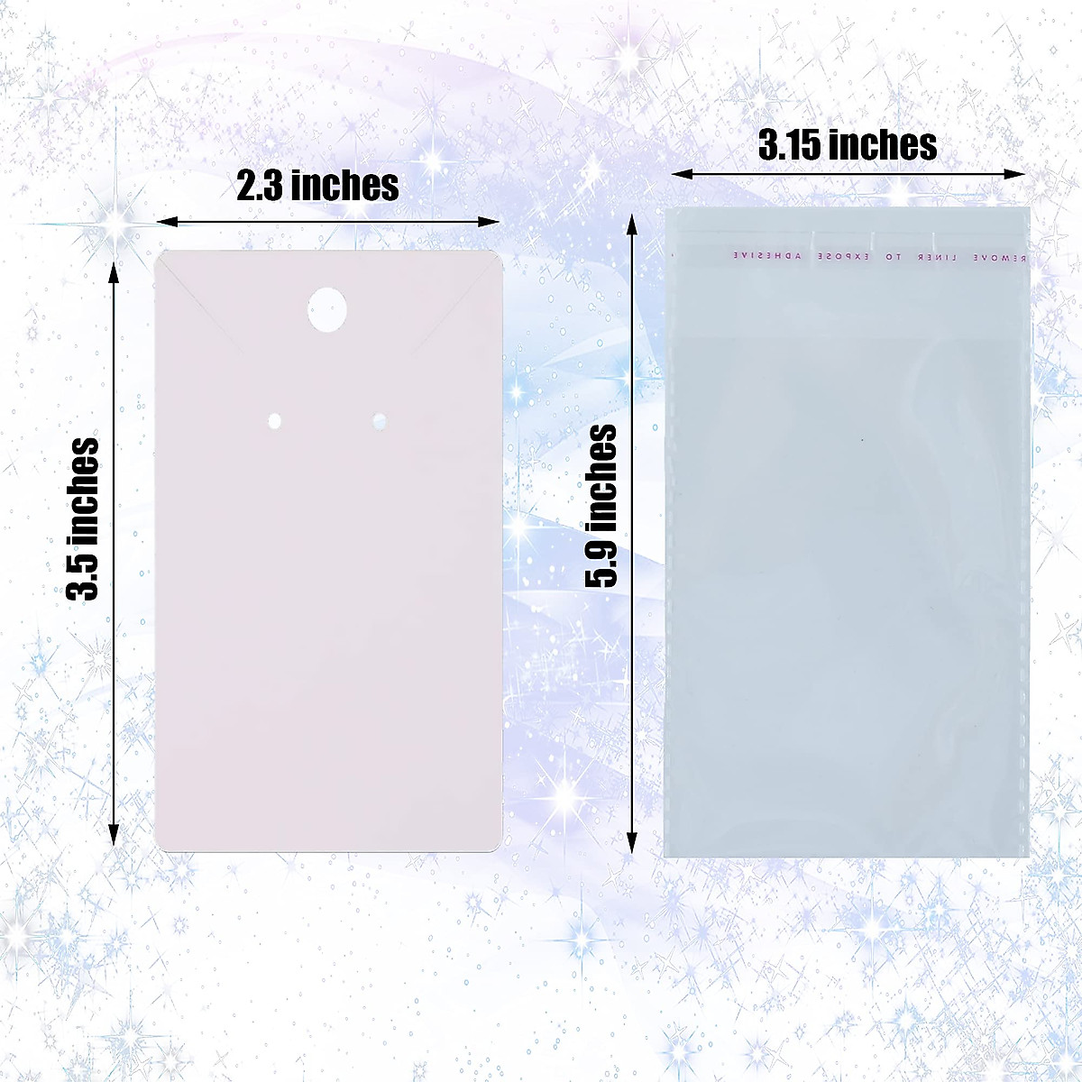 Twavang White Earring Cards for Selling Set with 100Pcs Earring Display Cards, 200 Pcs Earring Backs and 100Pcs Jewelry Packaging Bag for Earrings Necklace Jewelry Display (3.5" x 2.3" Inches)