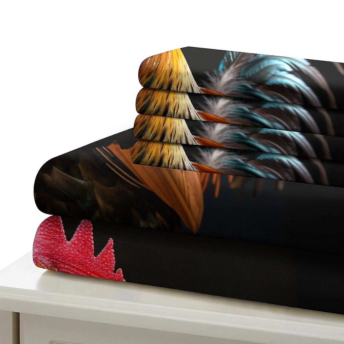 ERGTT Big Rooster 3D Print Birds Comforter Covers for Boys Girls Quilt Cover Duvet Cover Bedding Set with Zipper Closure with Pillow Cases Soft Microfiber 3 Pieces Queen（228x228cm）, Style-3