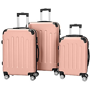 Karl home 3-Piece Luggage Set Travel Lightweight Suitcases with Rolling Wheels, TSA lock & Moulded Corner, Carry on Luggages for Business, Trip, Rose Gold (20"/24"/28")