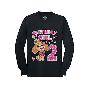 Birthday Girl Skye Paw Patrol 2nd Birthday Toddler Kids Long Sleeve T-Shirt 3T Black