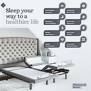 Sven & Son Platinum Adjustable Bed Base Frame Only, Head and Foot Lift, Lumbar Support, Head-Pillow-Tilt, Massage, Under-Bed Lights, USB - Split King