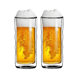 Sun's Tea(tm 20oz Wave Strong Double Wall Thermo Glasses for Beer/Tea/Coffee, Set of 2