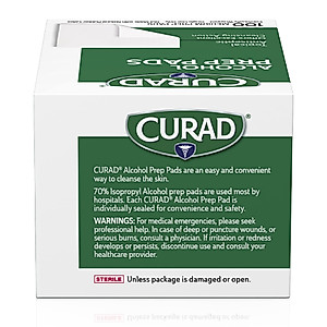 CURAD Alcohol Prep Pads (Pack of 4 Boxes) | 400 Pieces of Medium Isopropyl Alcohol Wipes Individually Wrapped | First Aid Alcohol Swabs for Cuts & Scrapes | Medical Alcohol Pads for General Cleansing