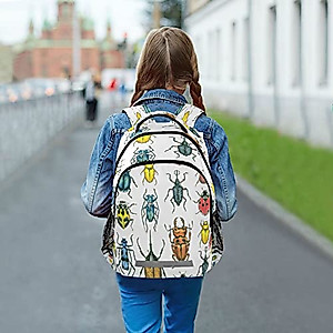 Vozoza Beetle Insect Backpack for Girls Kids Boys School Bookbags, Student Laptop Backpack Carrying Bag Casual Lightweight Travel Sports Day Packs