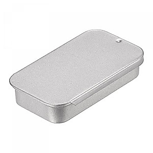 uxcell Metal Tin Box, 3pcs 2.36" x 1.18" x 0.43" Rectangular Empty Tinplate Storage Containers with Sliding Lids, Silver Tone