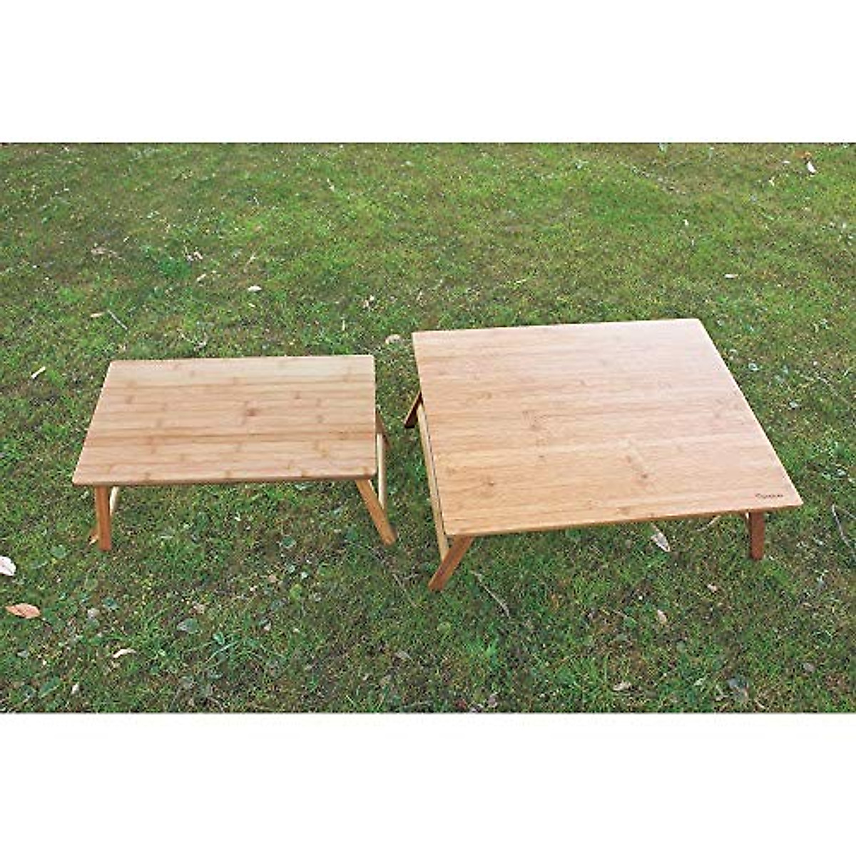 Time Concept Vacances Foldable Bamboo Table - L 20" x W 24" x H 9" - Wooden Picnic Furniture, Portable Dining Use