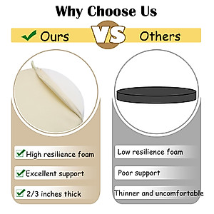 SK Studio Round Outdoor Chair Cushions for Patio Furniture, Set of 2 Waterproof Patio Chair Cushion with Adjustable Ties for Garden Sofa Couch, Dark Grey, 18"x18"x2"