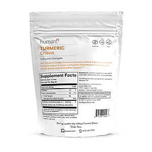 humanN Turmeric Curcumin Chews Supplement – High Absorption Turmeric - Orange Citrus Flavor – from The Makers of SuperBeets, 30 Count