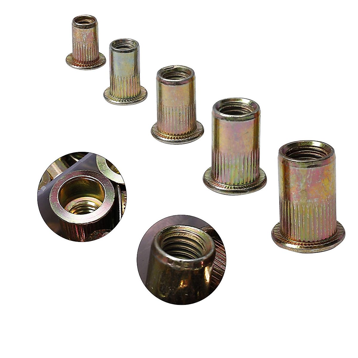 340PCs Rivet Nuts 8-32 10-24 1/4-20 5/16-18 3/8-16 Metric Rivet Nuts M4 M5 M6 M8 M10 Nutsert RIV Nuts Threaded Insert Nuts Kit Carbon Steel