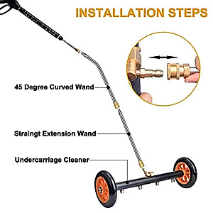 EVEAGE 2-in-1 Pressure Washer Undercarriage Cleaner Water Broom, 16" Surface Cleaner Power Washer Attachment with 4 Nozzles 3 Extension Rods and QC Pivot Coupler Extra Wash Mitt, 4000 PSI