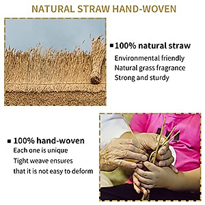 Fhiny Handmade Woven Bird Spawning Nest with Coconut Fiber Liner Flat Base Straw Bird Nest Bed Hatch Roosting for Dove Pigeon Parrot Turtle Quail Macaw Cuckoo Sparrow