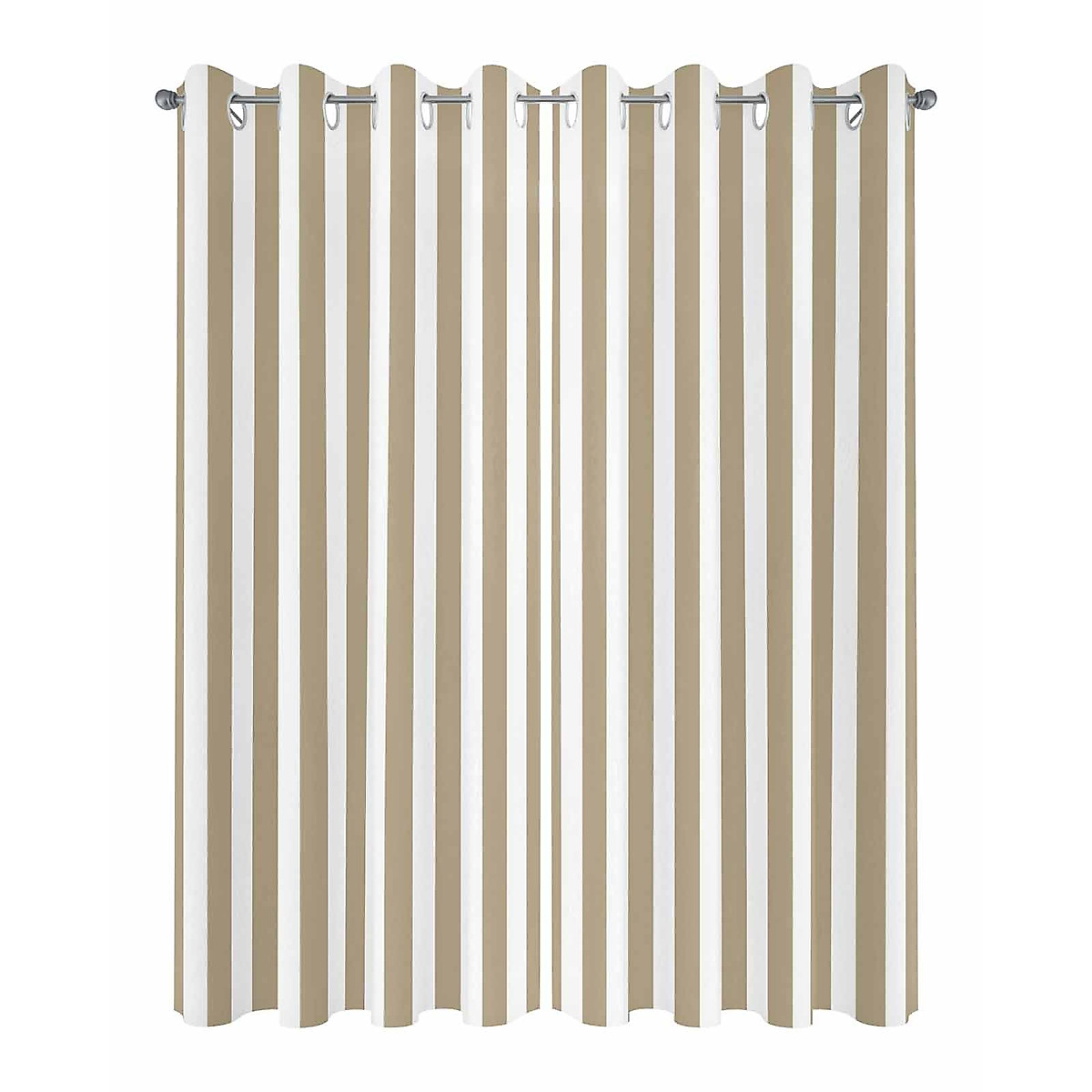Outdoor Curtains for Patio Waterproof Stripe Indoor/Outdoor Curtain Tiebacks Khaki White Stripes Privacy Curtain Sun Blocking Farmhouse Grommet Drapes for Pergolas Gazebo Porch Balcony 2 Panel 54x84
