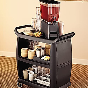 Carlisle FoodService Products Plastic Bussing Cart, 300 lb Capacity, 36.25" x 18"x 38", Black, Small