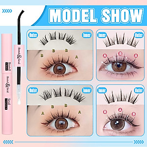 DIY Lash Extension Kit, Lash Cluster 80 Pcs with Strong Hold Lash Bond and Seal and Cluster Eyelashes Applicator Tool Eyelash Extensions Kit for Self Applicator at Home