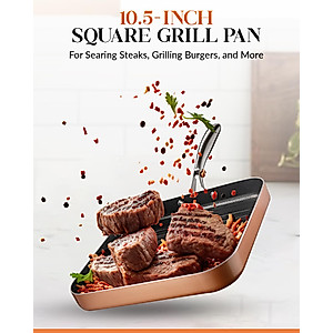 GOTHAM STEEL Nonstick Grill Pan for Stove Top with Grill Sear Ridges, Nonstick Ultra Durable Grilling Pan, Metal Utensil Safe, Stay Cool Stainless-Steel Handle, Oven & Dishwasher Safe, Non-Toxic