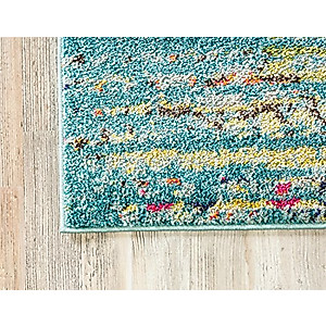Unique Loom Vita Collection Over-Dyed Southwestern Tribal Vintage Area Rug, Rectangular 9' 0" x 12' 0", Turquoise/Yellow
