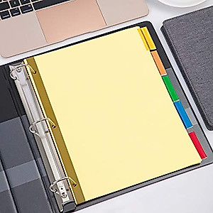 Amazon Basics 3 Ring Paper Binder Dividers With 5 Insertable Multicolor Plastic Tabs, Pack of 6 Sets (30 Count), Wood