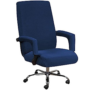 FABIVA Elastic Office Chair CoverComputer Chair CoverModern Minimalist Office Chair CoverComputer Chair CoverArrest Seat Cover ( Color : Dark Blue , Size : Large )