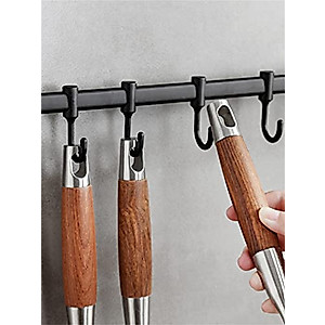 Hook up A Row of Stainless Steel Kitchen Hooks Without Perforation and Traceless Stickers Hook Hanger Bathroom Sticky Hook Rack (Color : Black Size : 7 Hooks) jiangyu1994