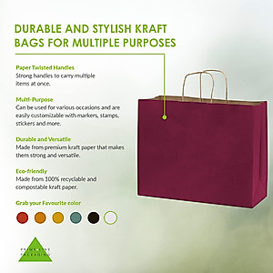 Pink Gift Bags with Handles - 16x6x12 Inch 100 Pack Large Fuchsia Kraft Paper Shopping Bags with Handles for Small Business, Retail & Boutique Use, Merchandise, Birthday & Holiday Gift Wrap, in Bulk