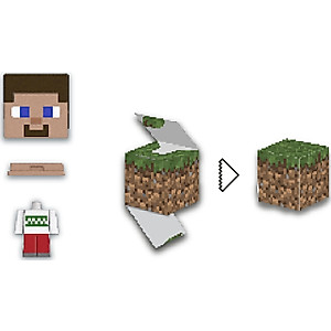 Mattel Minecraft Mob Head Minis Advent Calendar with 24 Surprises Including 6 Action Figures & Accessories, Includes Steve, Holiday Gift