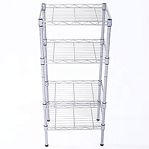 QXDRAGON 4-Shelf Adjustable, Heavy Duty Storage Shelving Unit (243 lbs Loading Capacity), Steel Organizer Wire Rack, Silver (14L x 10W x 32H)