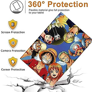 Cool Anime Black Case for iPad Air 3 Case 10.5 Inch (3rd Gen) 2019, Japanese Manga Character Fun Cartoon Pattern Leather Stand Folio Cover, Soft TPU Protective for Teens Girls Women Boys