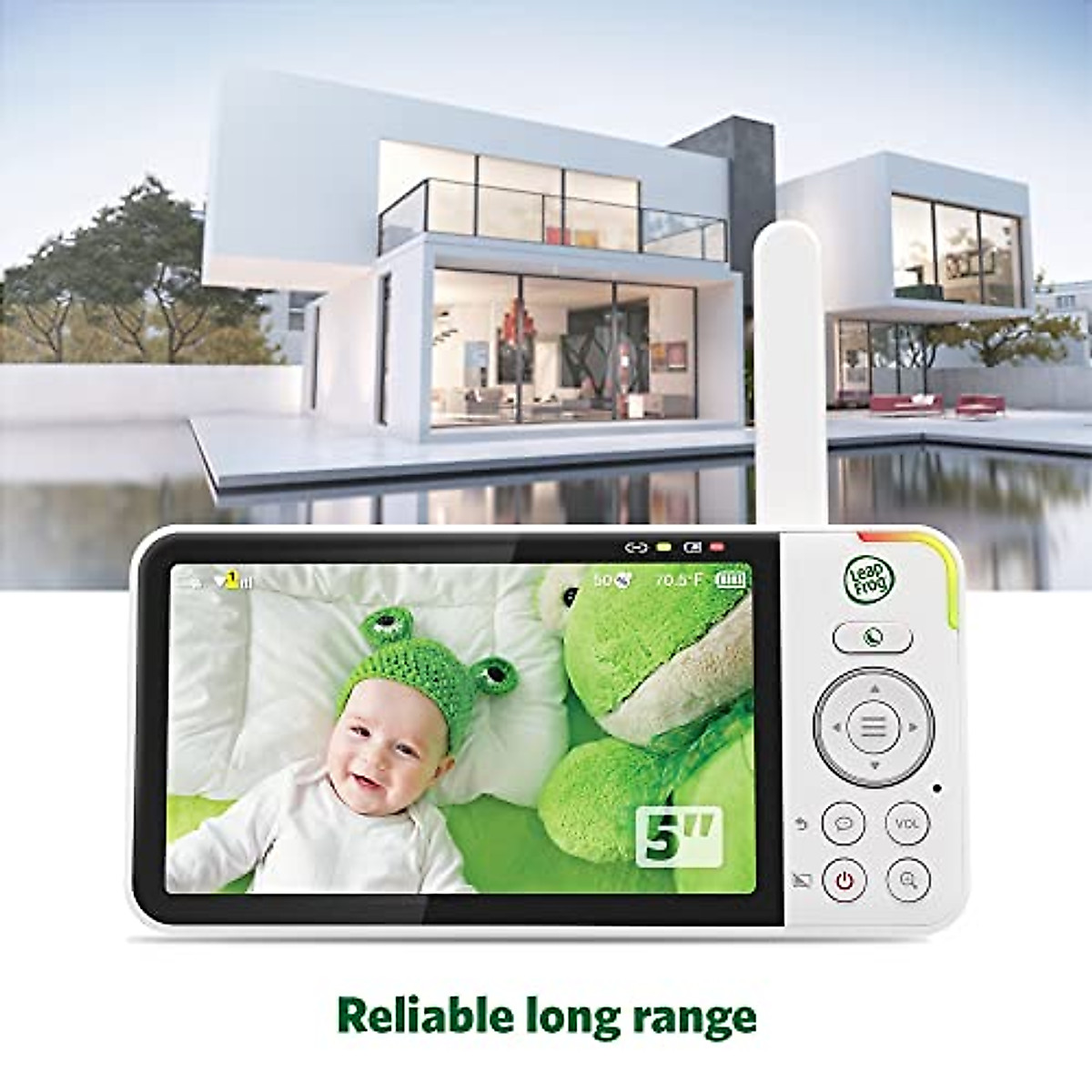 LeapFrog LF915HD Baby Monitor, 5” 720p Screen, 360° Pan & Tilt with 8X Zoom Camera, Color Night Vision, Night Light, Two-Way Intercom, Secure Transmission No WiFi