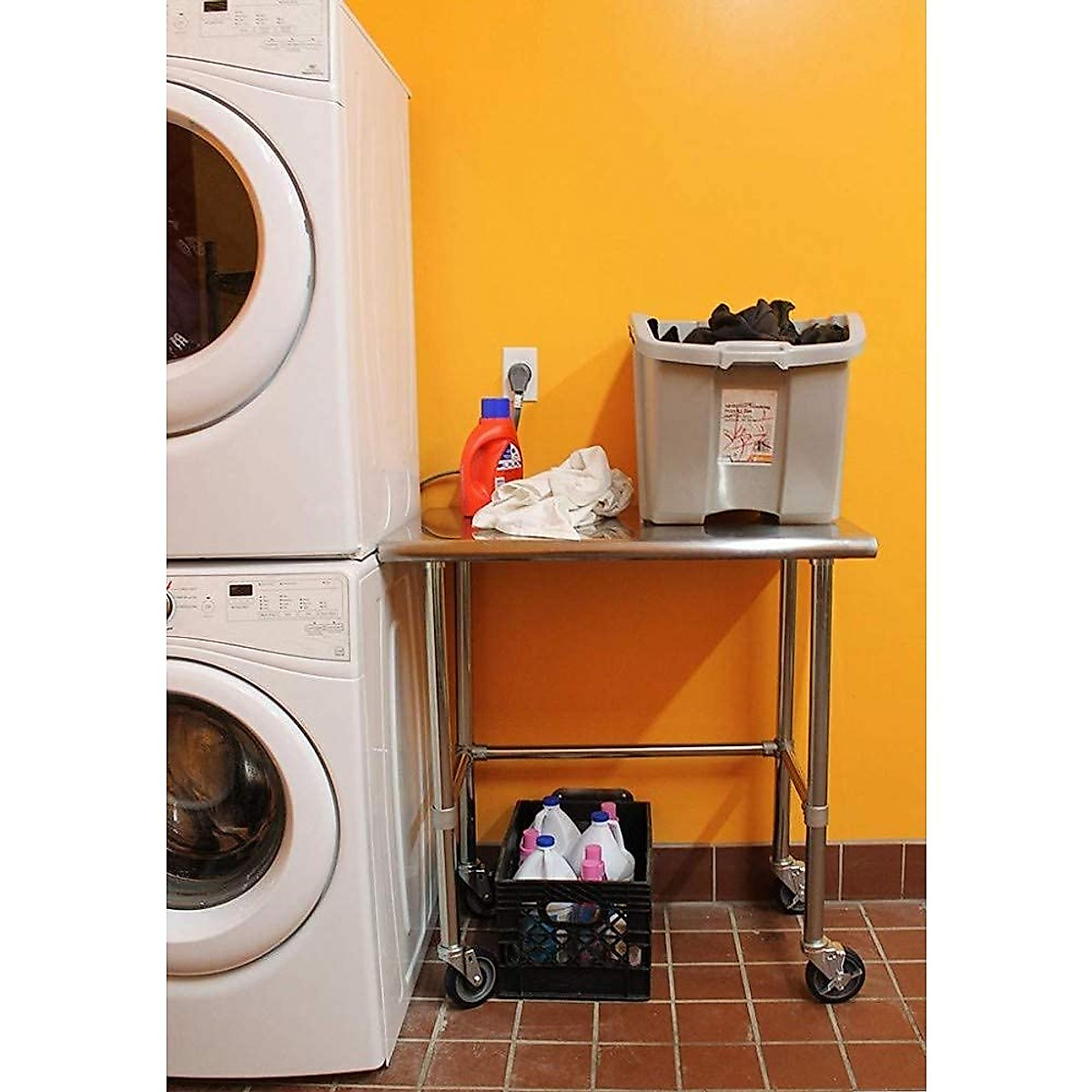 AmGood 18" X 48" Stainless Steel Work Table - with Open Base & Wheels | Food Prep | Utility Work Station | NSF Certified