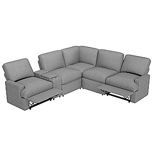 Ball & Cast 104" Power Recliner Corner Sofa with USB Ports & Power Socket,Home Theater Adjustable Couch W/Storage& Cup Holders,L-Shaped Cozy Sectional Furniture Set for Living Room Large Space,Grey