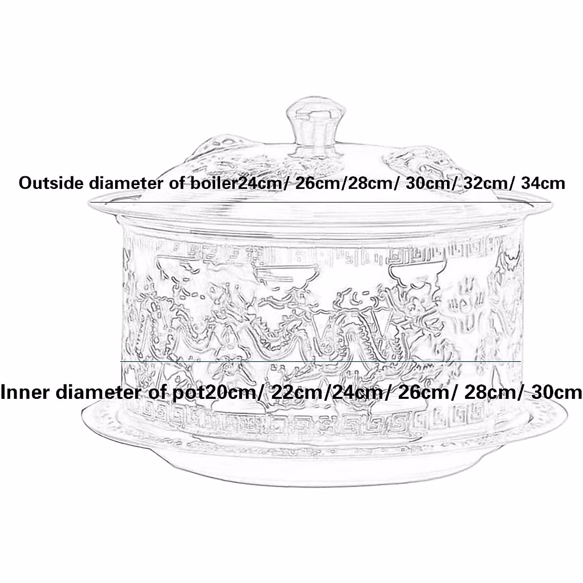 Chafing Dishes China Mongolian Multi-person Hot Pot, Pure Copper Concentrated Beijing Meat Hot Pot, Environmentally Friendly And Hygienic, Suitable For Family Dinner (Color : Brass, Size : 20cm)