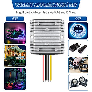 Dreyoo 2 Pack 36V 48V to 12V Converter Golf Cart Voltage Reducer, 10A 120w DC to DC Buck Converter 12 Volt Voltage Regulator for Golf Cart Club Car Audio LED Strip Light Universal Power Stabilizer