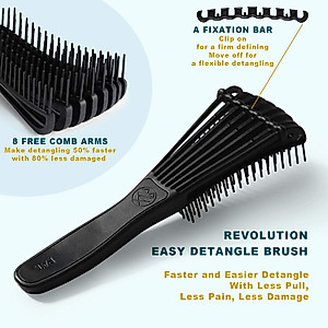 O BRUSHZOO Detangler Brush for Curly Hair, Hair Brushes for Women Men or Kids Black Natural Hair, Detangling Brush for Natural 3/4abc Wet Dry Hair (Blue)